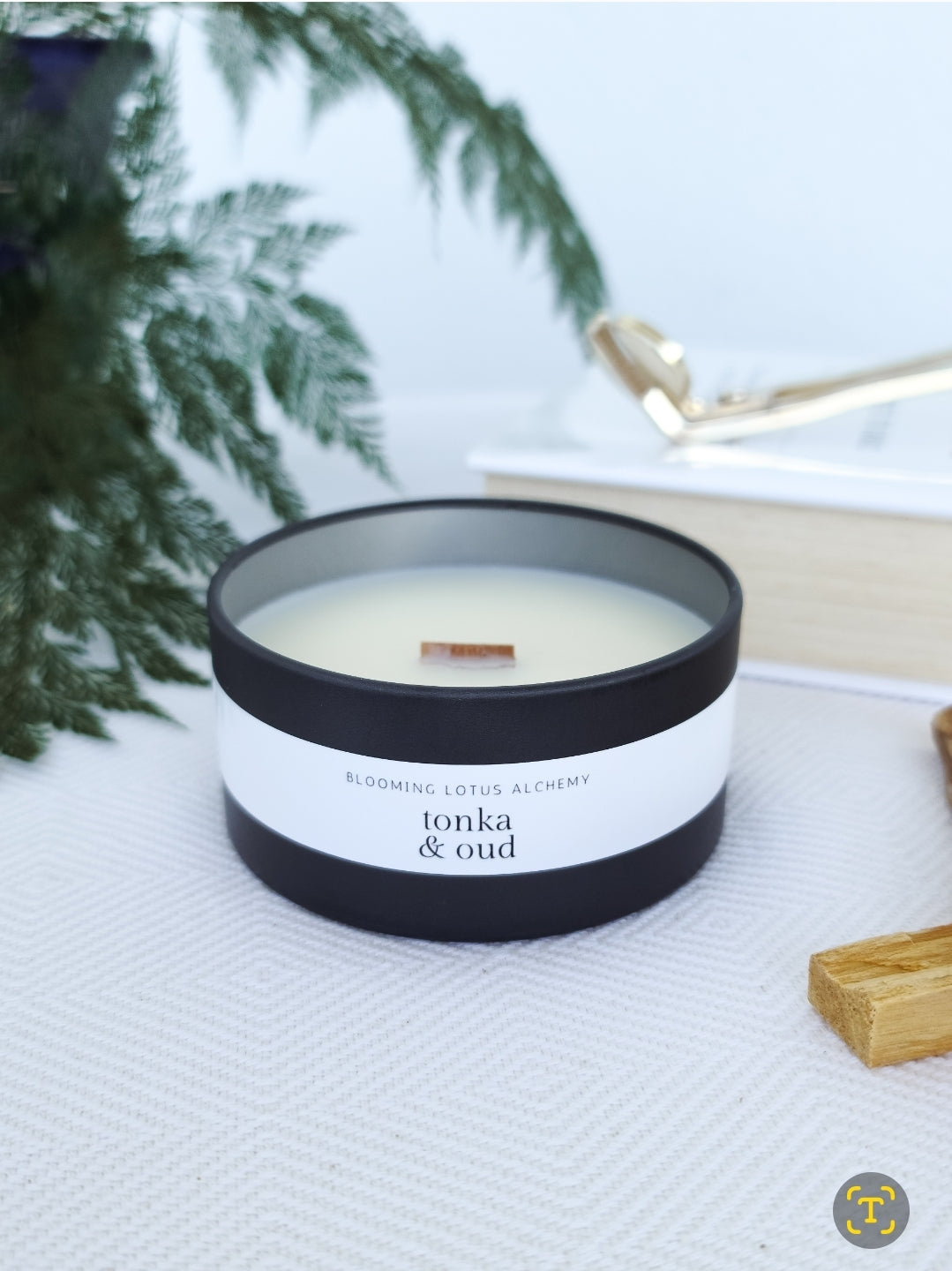 Tonka & Oud Candle | Blooming Lotus Alchemy